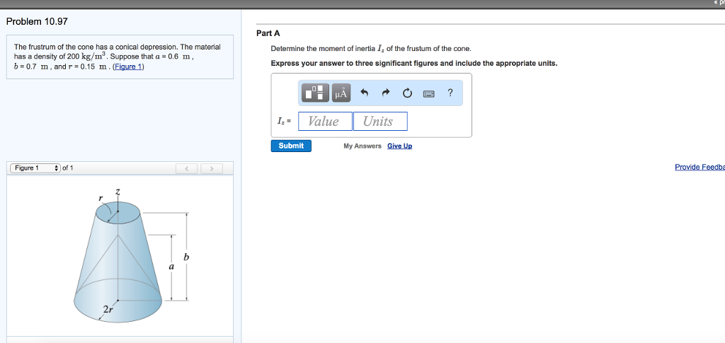 Solved The of the cone has a conical depression. The | Chegg.com