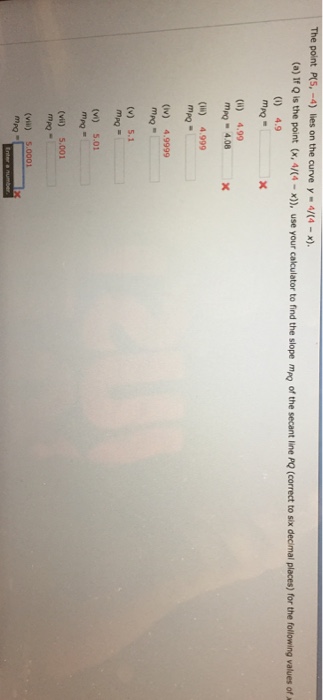 Solved The Point P 5 4 Lies On The Curve Y 4 4 X