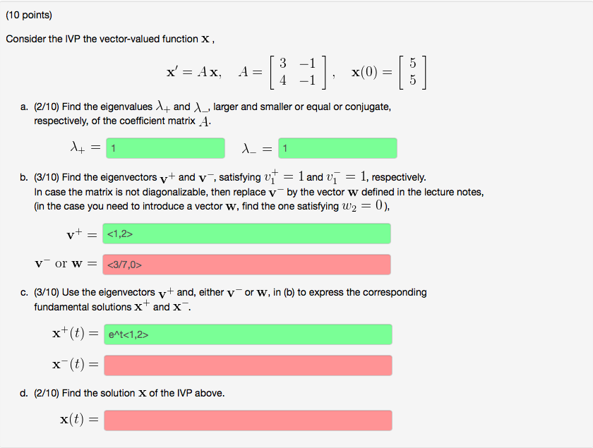 Solved Consider the IVP the vector-valued function x, x' = | Chegg.com