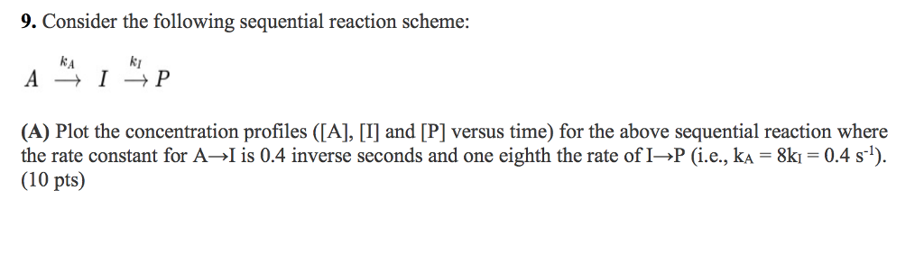 Solved 9. Consider the following sequential reaction scheme | Chegg.com