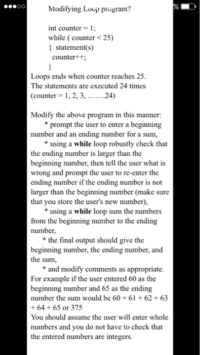 Solved How To Modify This C Program To Use While Loops 8517