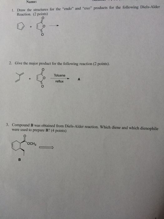 Solved Draw the structures for the "endo" and "exo" products | Chegg.com