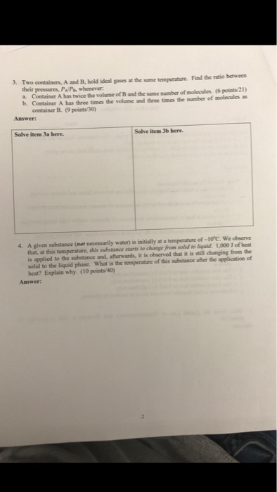 Solved Two containers, A and B, ideal gases at the same | Chegg.com