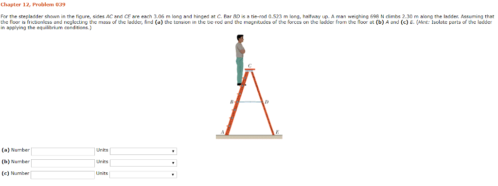 Solved Chapter 12, Problem 039 For the stepladder shown in | Chegg.com