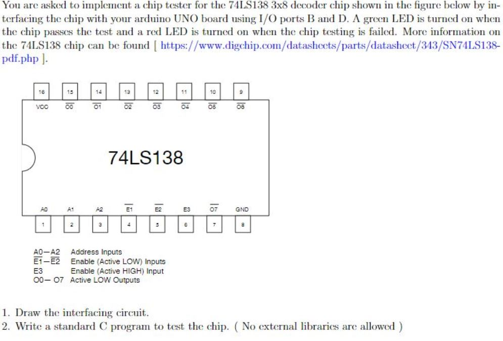 You are asked to implement a chip t ester for the 74 | Chegg.com