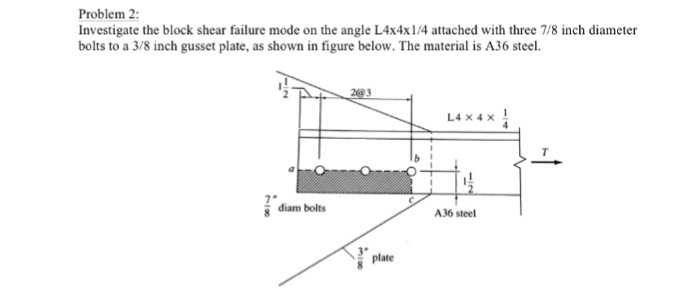 Solved Investigate the block shear failure mode on the angle | Chegg.com