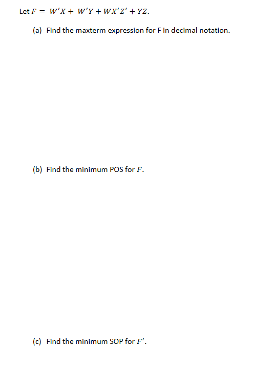 Solved (a) Find the maxterm expression for F in decimal | Chegg.com
