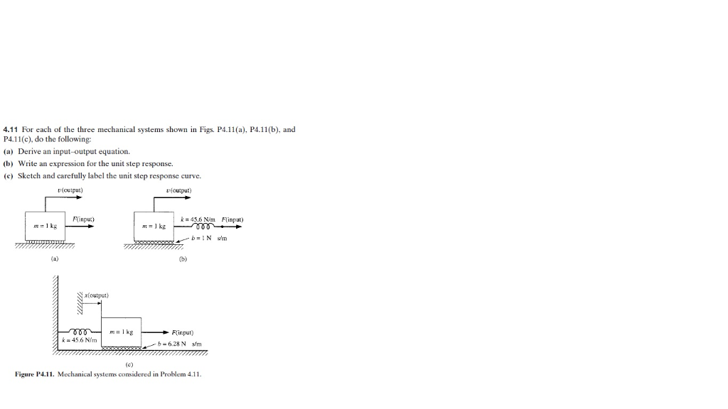 Solved For each of the three mechanical systems shown in | Chegg.com