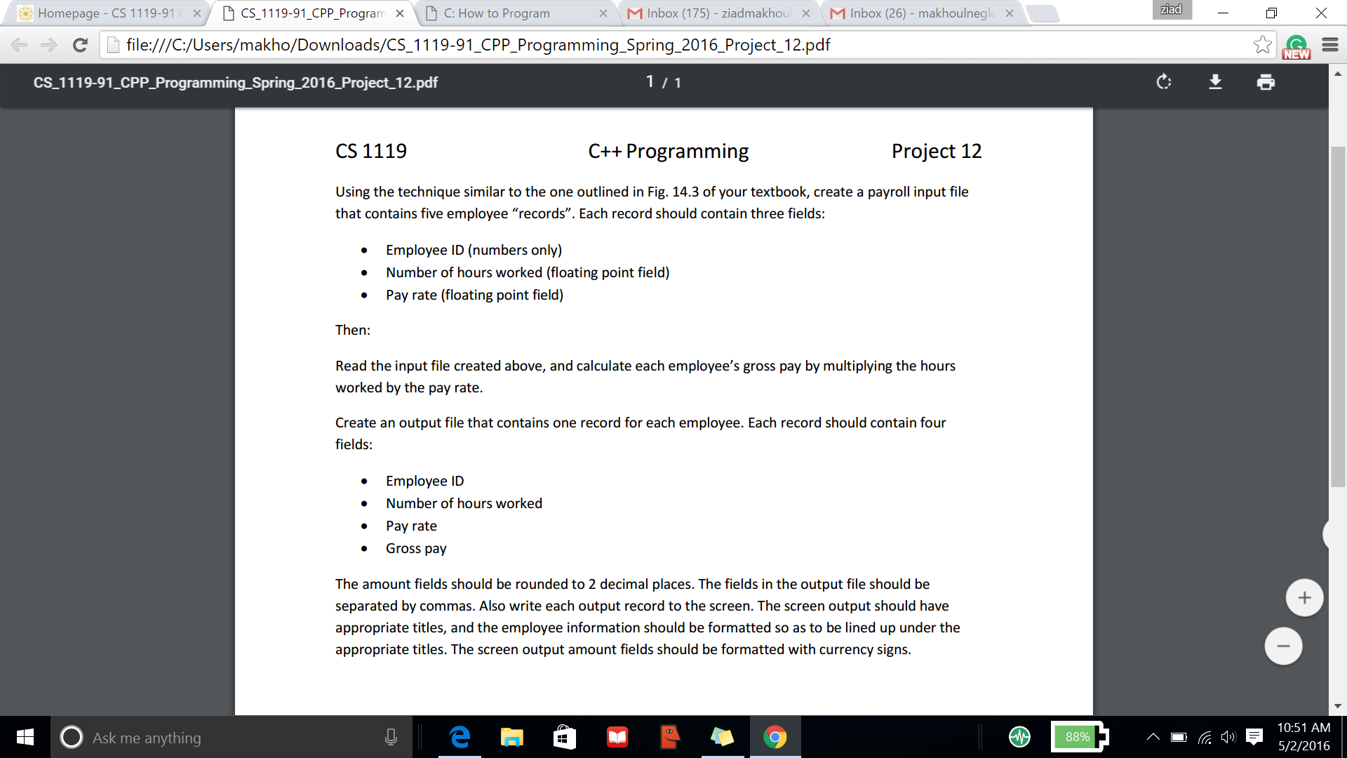 Solved Homepage-CS 1 119-91 × / D cs_1 119-91-CPP-Progran C. | Chegg.com