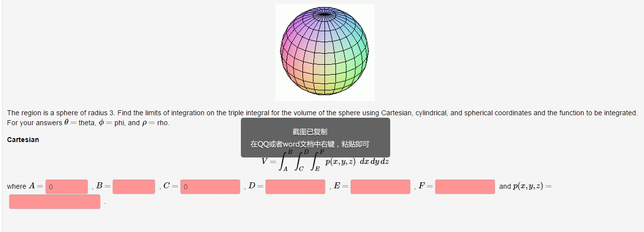 Solved The region is a sphere of radius 3. Find the limits | Chegg.com
