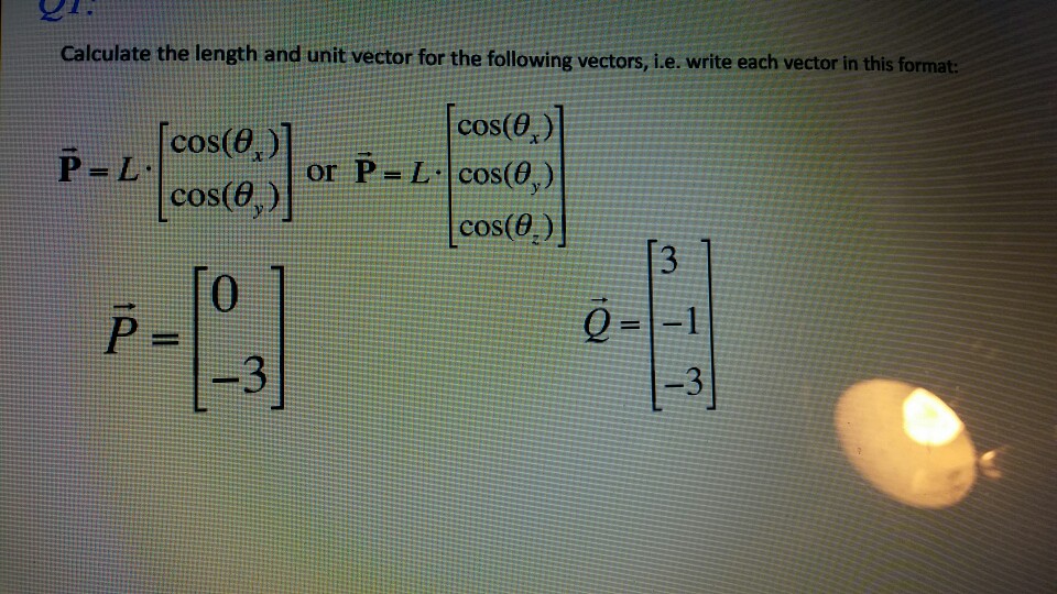 Solved Calculate the length and unit vector for the | Chegg.com