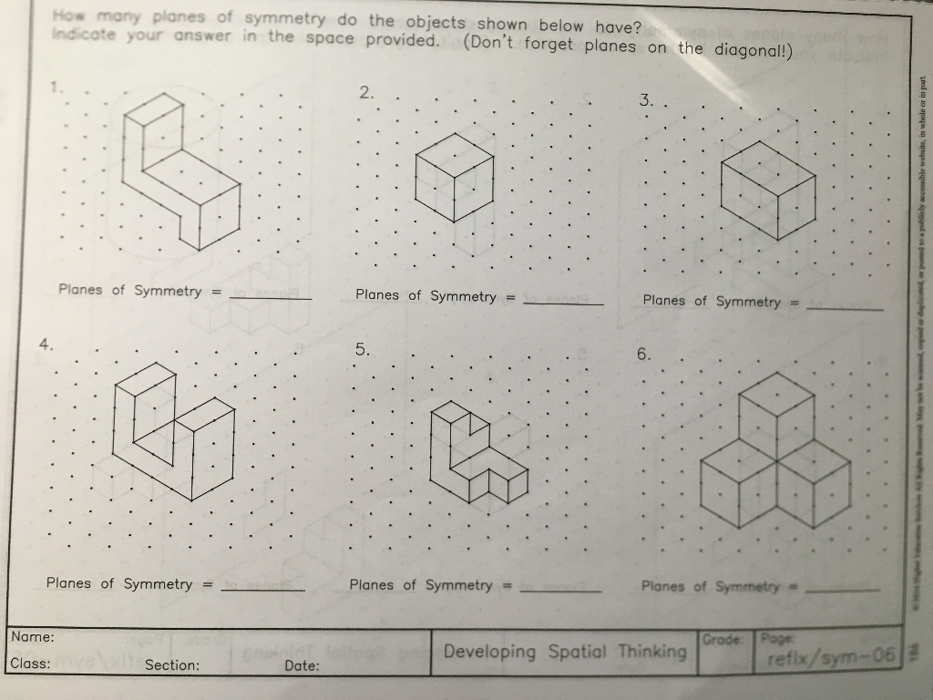 Solved How many planes of symmetry do the objects shown | Chegg.com