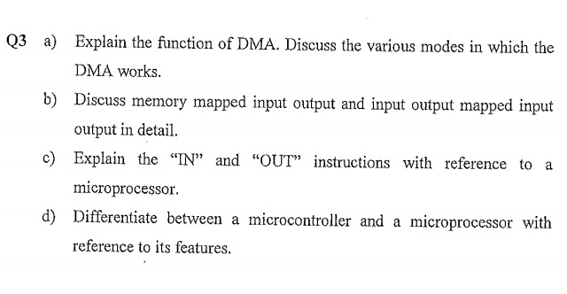 Solved Explain the function of DMA. Discuss the various | Chegg.com