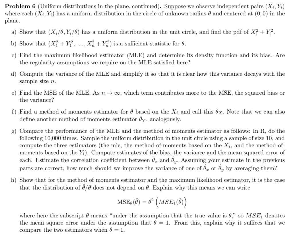 Problem 6 (Uniform distributions in the plane, | Chegg.com