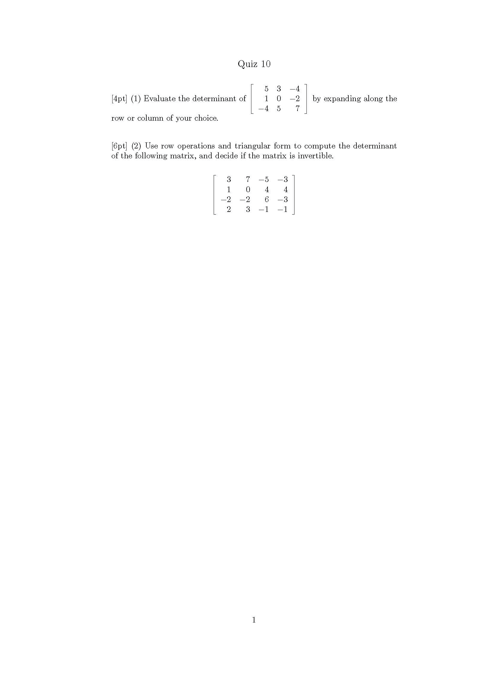 Solved Evaluate The Determinant Of Row Or Column By