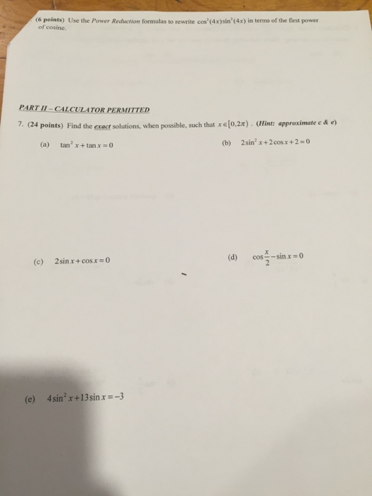 Solved Use the Power Reduction formulas to rewrite cos^2 | Chegg.com