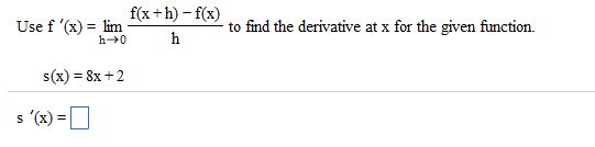 Solved Use f ?(x) = lim h tends to 0 f(x+h) - f(x) /h to | Chegg.com