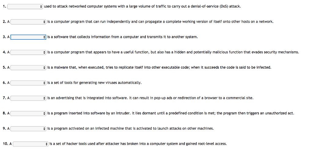 Solved used to attack networked computer systems with a | Chegg.com