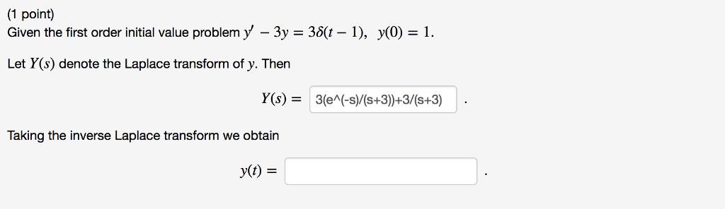 Solved (1 point) Given the first order initial value problem | Chegg.com
