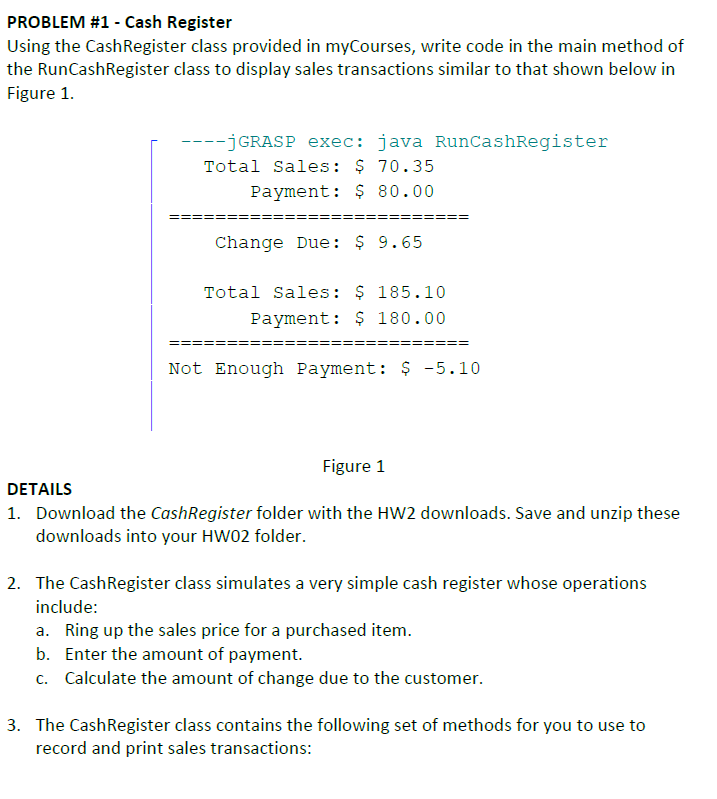 Solved PROBLEM #1-Cash Register Using the CashRegister class | Chegg.com