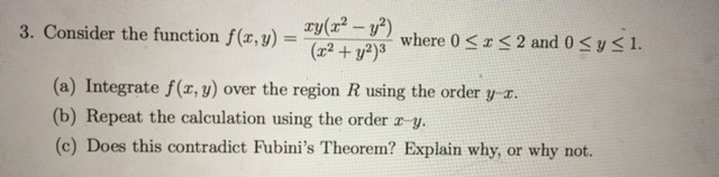 Solved Consider the function f(x, y) = xy(x^2 - y^2)/(x^2 + | Chegg.com