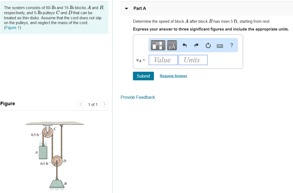 Solved The system consists of 60-lb and 15-lb blocks A and | Chegg.com