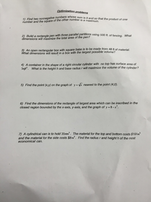 Solved Find two nonnegative numbers whose sum is 9 and so | Chegg.com