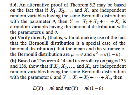 Solved 5.6. An alternative proof of Theorem 5.2 may be based | Chegg.com