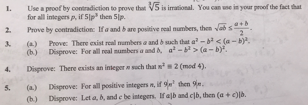 Solved 1. Use a proof by contradiction to prove that V5 is | Chegg.com