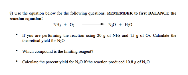 Solved 8) Use the equation below for the following | Chegg.com