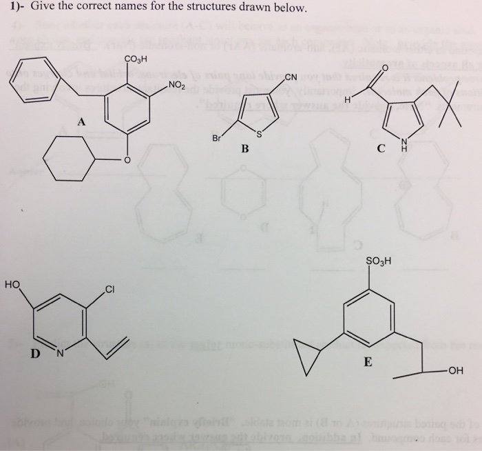 Solved Give the correct names for the structures drawn | Chegg.com