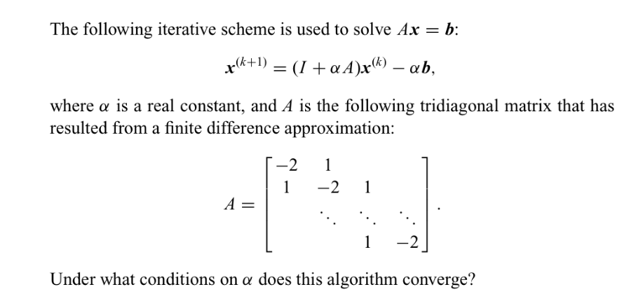 The following iterative scheme is used to solve Ax = | Chegg.com