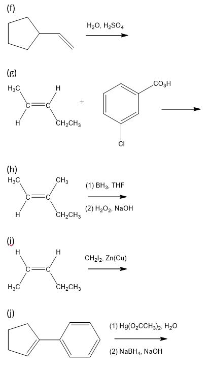Solved H20, H2SO4 CO3H H3C H2CH3 H3C CH (1) BH3, THF (2) | Chegg.com
