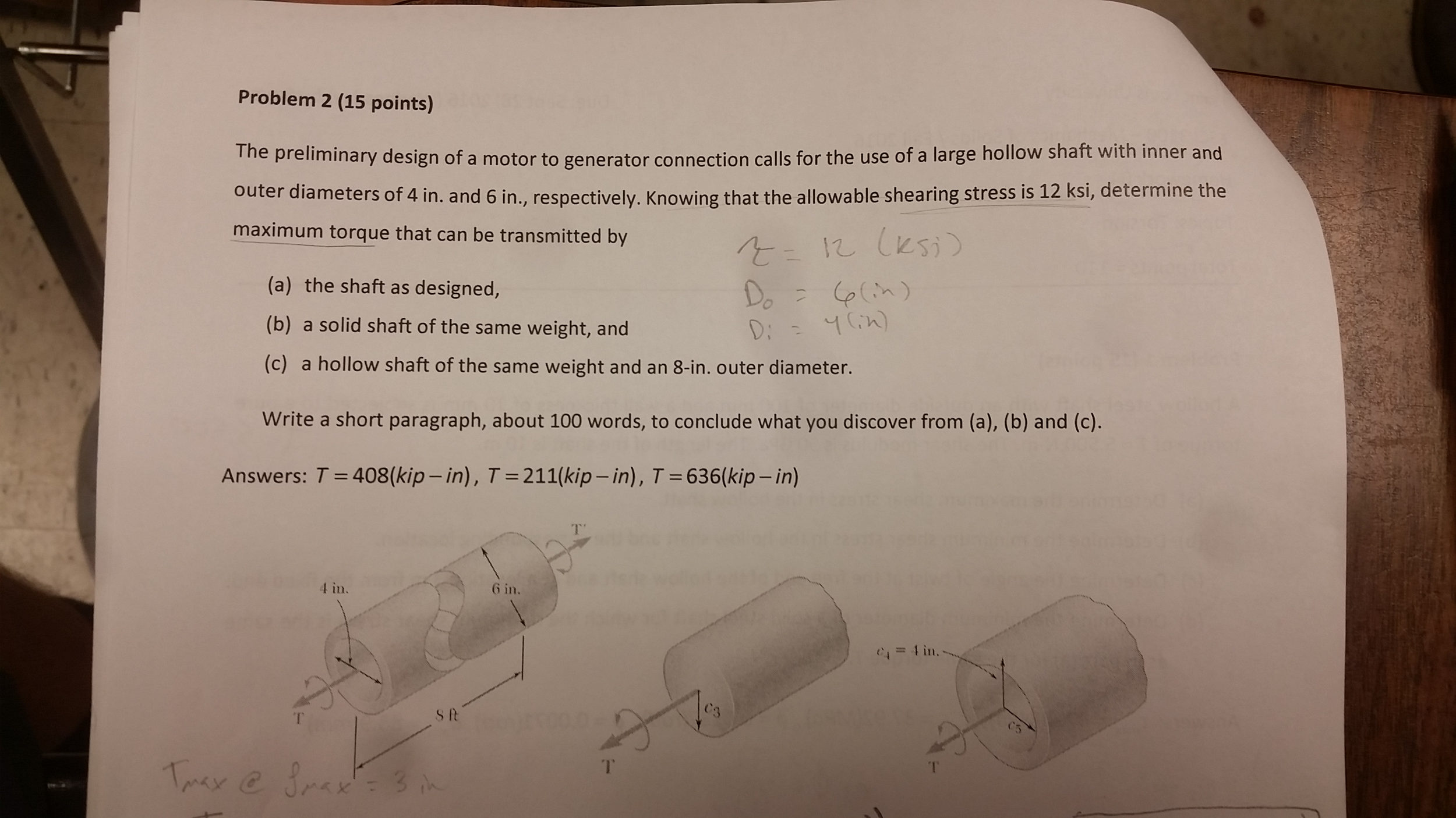 Solved: The Answer On The Paper Is Wrong. The Answer To 2c... | Chegg.com
