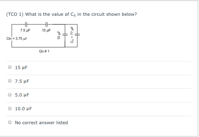 Solved What is the value of CX in the circuit shown below? | Chegg.com