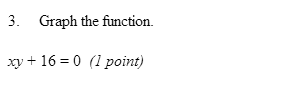 Solved Graph the function xy + 16 = 0 | Chegg.com