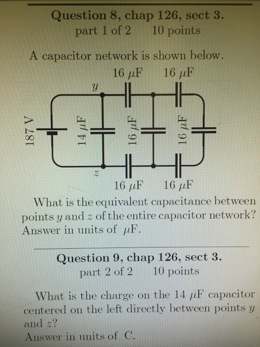 Solved A capacitor network is shown below. What is the | Chegg.com