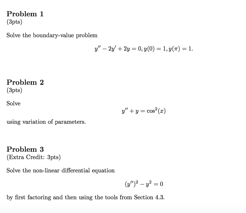 Solved Problem 1 (3pts) Solve the boundary-value problem | Chegg.com