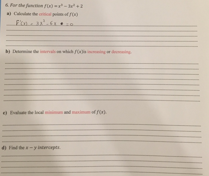 Solved For the function f(x) = x^3 - 3x^2 + 2 Calculate the | Chegg.com