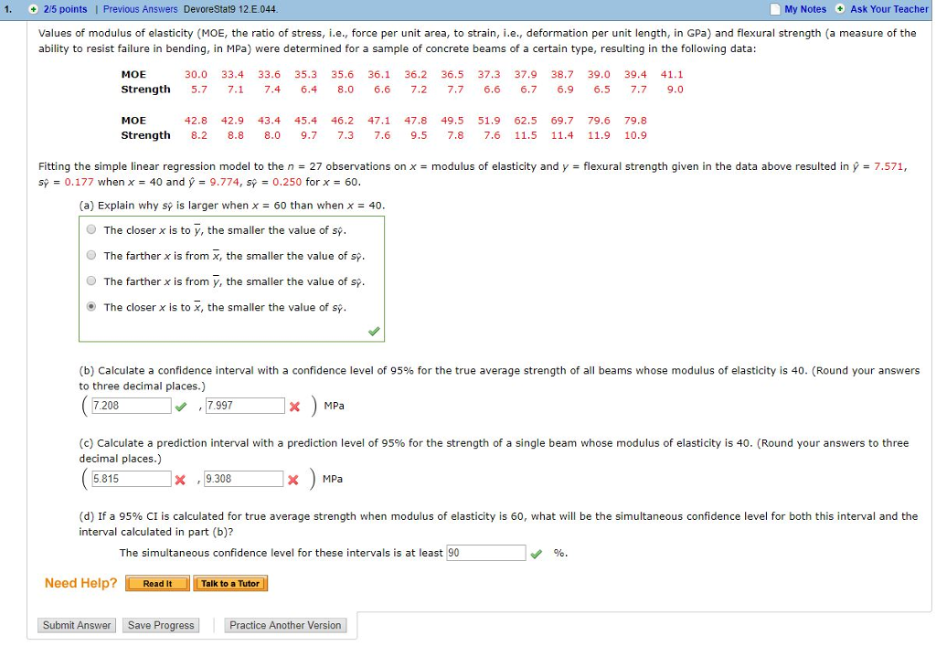 Solved 1. 215 points | Previous Answers DevoreStat9 12.E.044 | Chegg.com