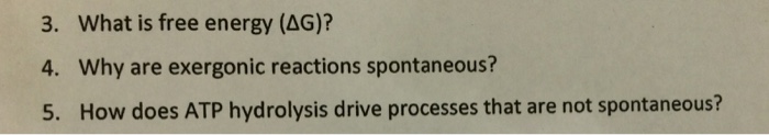 Solved What is free energy (Delta G)? Why are exergonic | Chegg.com