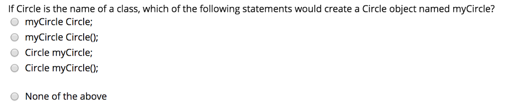 Solved If Circle is the name of a class, which of the | Chegg.com