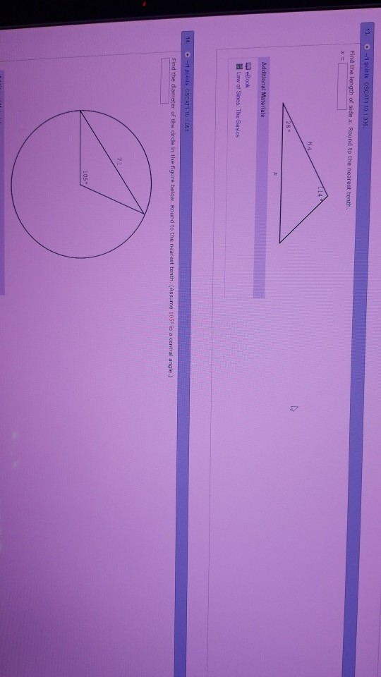 Solved Find the length of side x. Round to the nearest tenth | Chegg.com