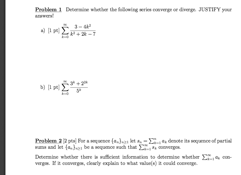 Solved Determine Whether The Following Series Converge Or