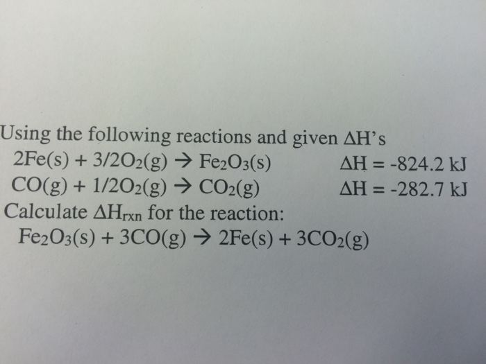 Solved Using the following reactions and given delta H?s | Chegg.com