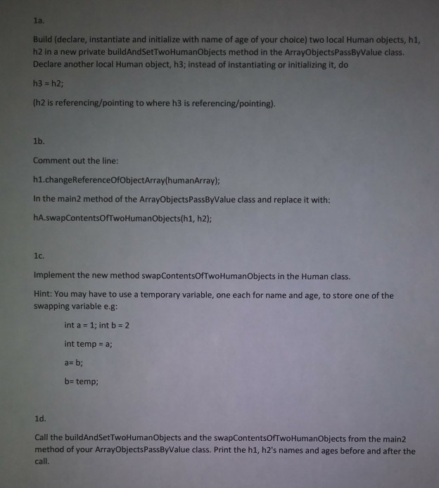 1a Build (declare, instantiate and initialize with | Chegg.com