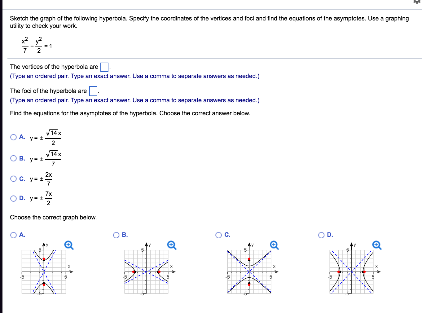 Solved Sketch the graph of the following hyperbola. Specify | Chegg.com
