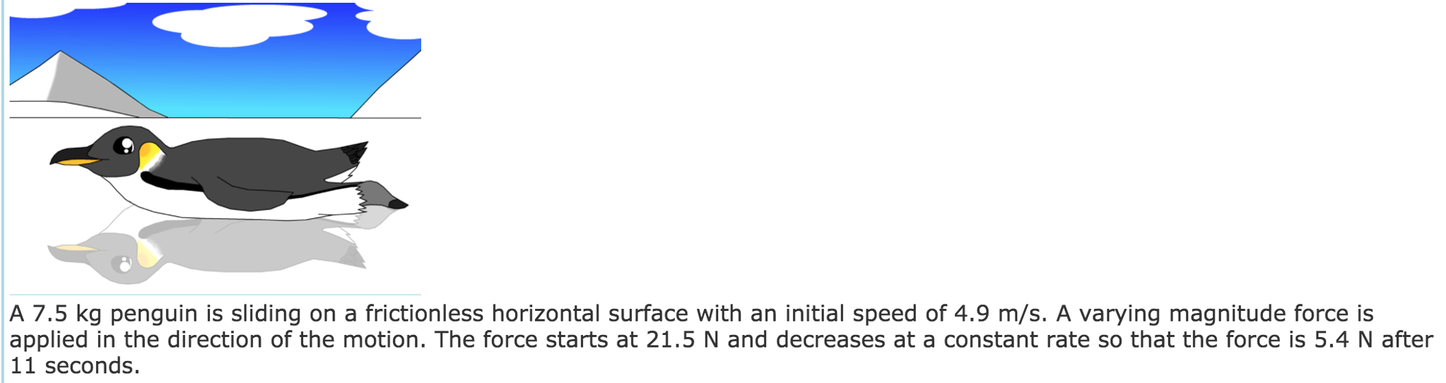 Solved What is the penguin's speed after 7.0 seconds? | Chegg.com