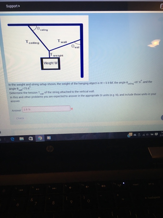 Solved This is my third attempt and I keep getting 3.8 N. | Chegg.com