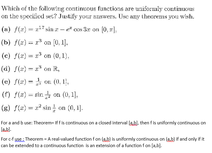 Which of the following continuous functions are | Chegg.com